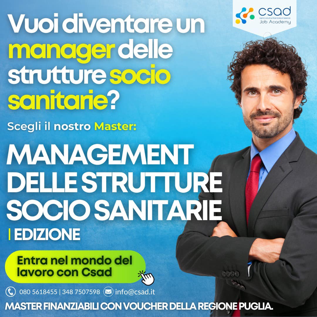 𝐌𝐀𝐒𝐓𝐄𝐑 𝐈𝐍 𝐌𝐀𝐍𝐀𝐆𝐄𝐌𝐄𝐍𝐓 𝐃𝐄𝐋𝐋𝐄 𝐒𝐓𝐑𝐔𝐓𝐓𝐔𝐑𝐄 𝐒𝐎𝐂𝐈𝐎 𝐒𝐀𝐍𝐈𝐓𝐀𝐑𝐈𝐄 - CSAD